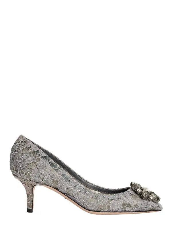 Dolce & Gabbana Bellucci Taormina Lace Pump With Crystals - Grey