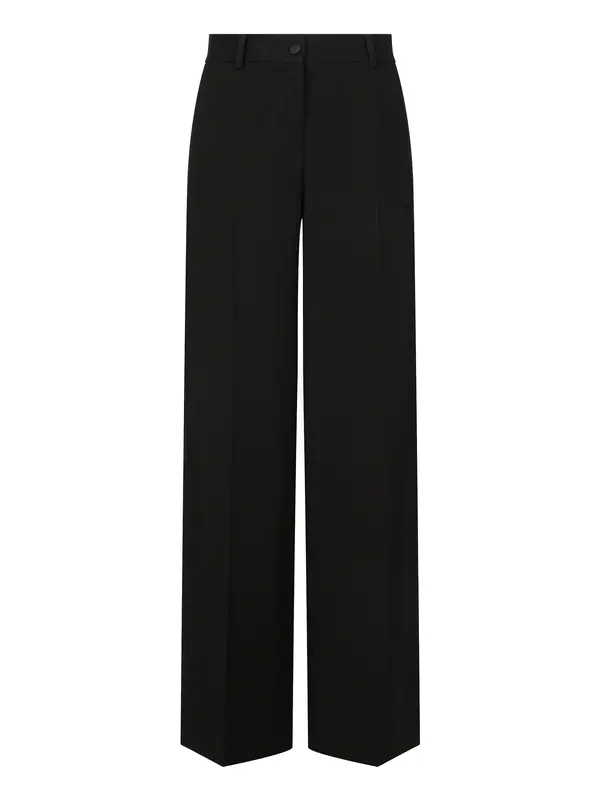 Dolce & Gabbana Flared Wool Gabardine Trousers - Black
