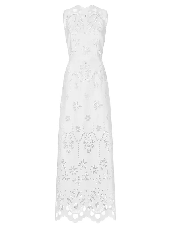 Dolce & Gabbana Long Cotton Dress With Cut-out Detailing - White