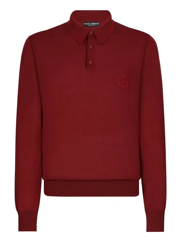 Dolce & Gabbana Cashmere Polo-style Sweater With Dg Logo Embroidery - Bordeaux