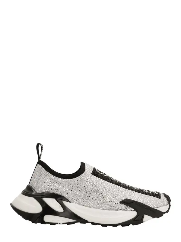Dolce & Gabbana Fast Crystal Embellished Sneakers - White