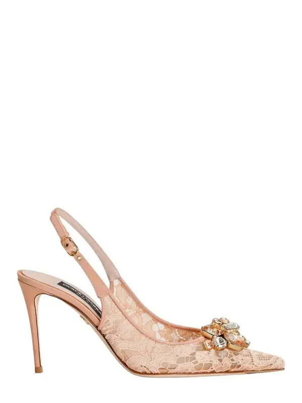 Dolce & Gabbana Rainbow Lace Slingbacks - Pink