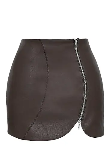 MISTRESS ROCKS Zip-embellished Vegan-leather Mini Skirt - Earth