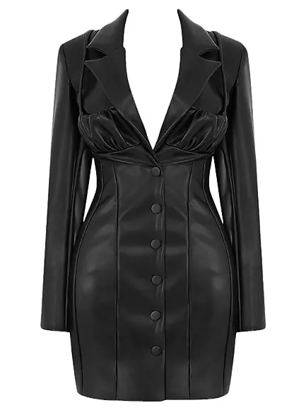 MISTRESS ROCKS Lapel-collar Vegan-leather Mini Dress - Black