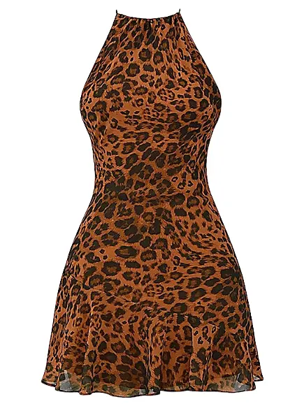 MISTRESS ROCKS Leopard-print Halterneck Mini Dress - Animal Print