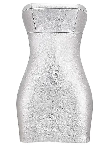 MISTRESS ROCKS Strapless Slim-fit Metallic Mini Dress - Silver