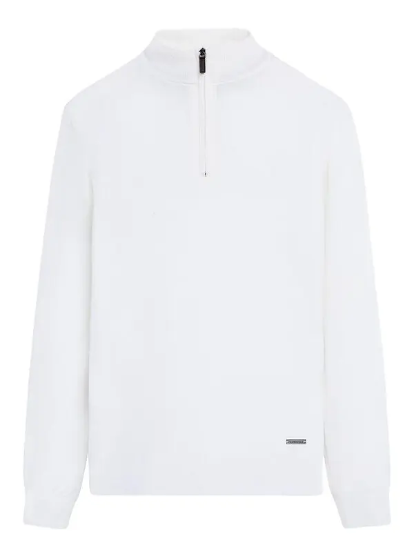 Bugatchi Quarter-zip Pullover Sweater - Chalk