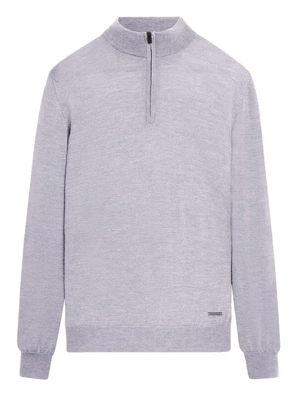 Bugatchi Quarter-zip Pullover Sweater - Platinum