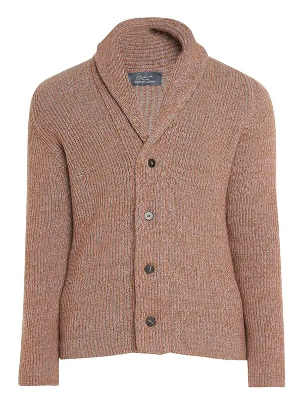 Bergdorf Goodman Cashmere Tricolor Rib Cardigan Sweater - Gray
