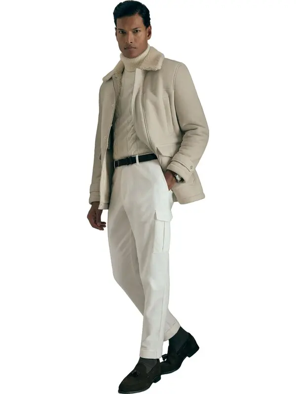 REISS Lato Atelier Cotton-moleskin Cargo Trousers - White