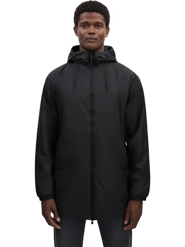 Rains Long Hooded Insulated Jacket - Black