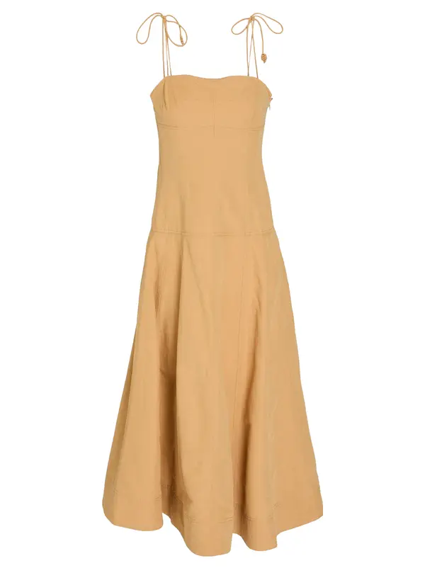Ulla Johnson Batista Cotton, Linen And Silk-blend Midi Dress - Sand