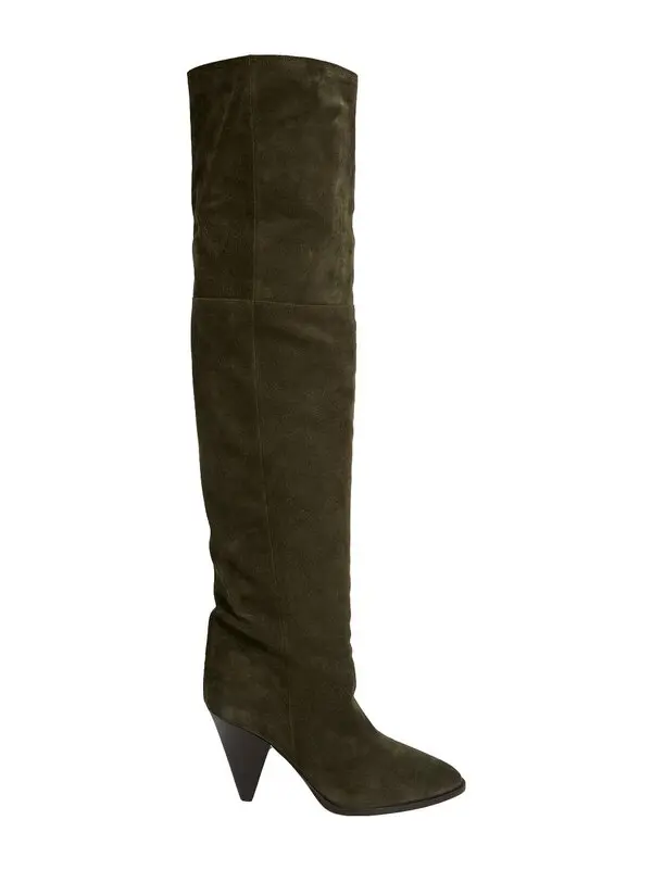 Isabel Marant Riria Over-the-knee Suede Boots - Army Green