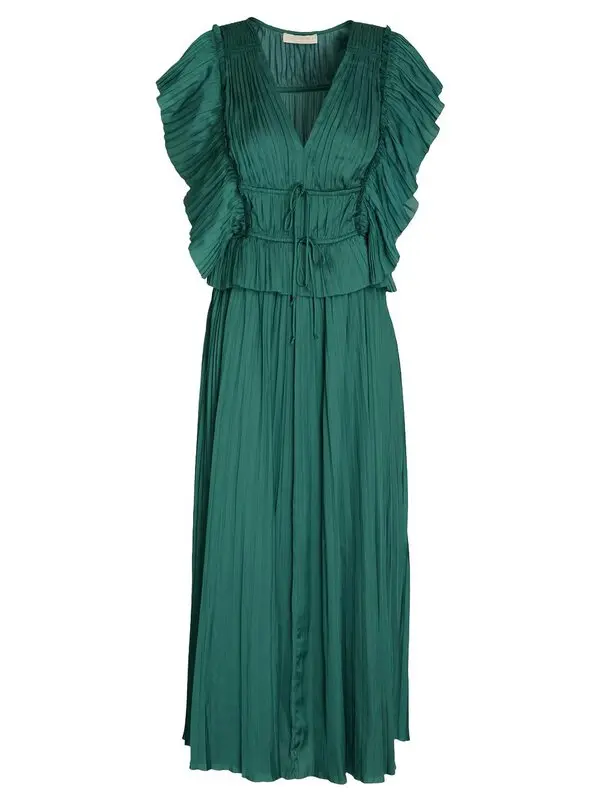 Ulla Johnson Letty Satin Midi Dress - Emerald