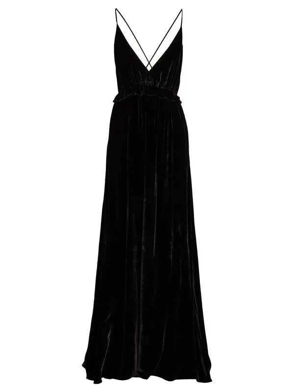 Ulla Johnson Lavinia Ruffled Velvet Gown - Black