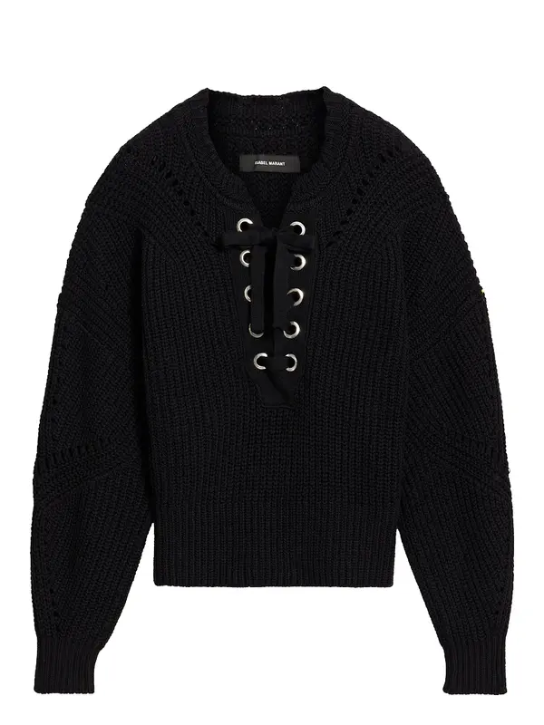 Isabel Marant Laley Lace-up Ribbed Sweater - Black