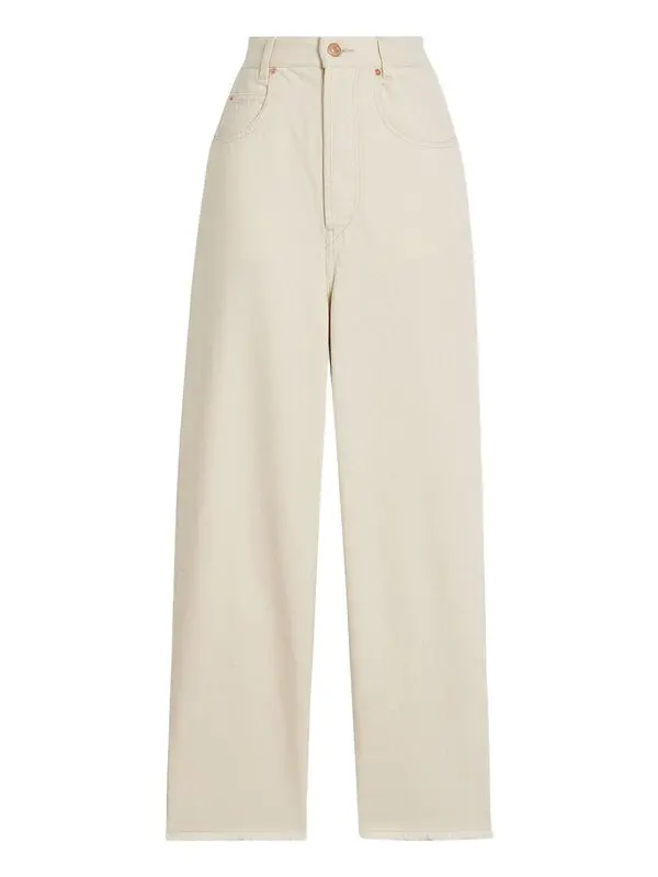 Isabel Marant Laliskasr Frayed High-rise Straight-leg Jeans - Ecru