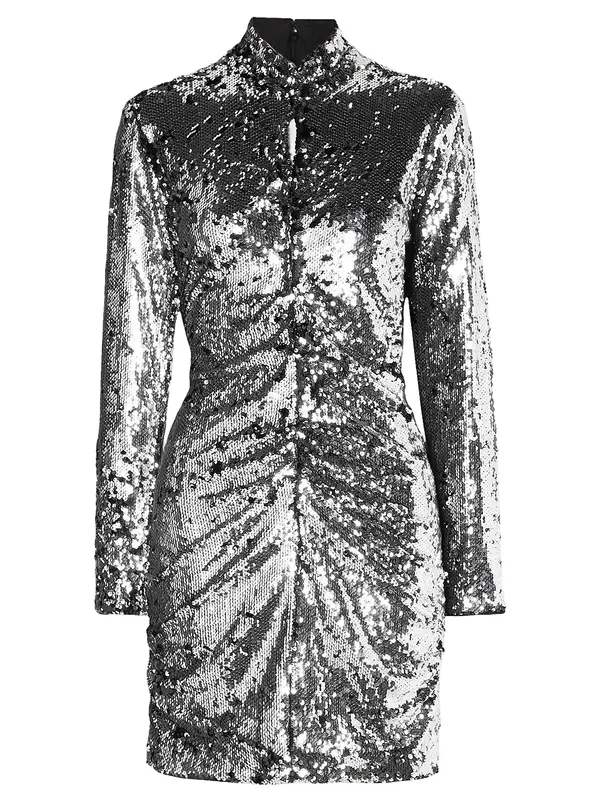 Isabel Marant Ruched Sequined Mini Dress - Silver