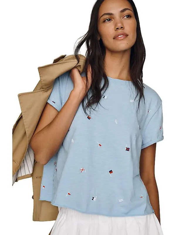 Maeve Caitlin Embroidered Boxy Tee - Flags