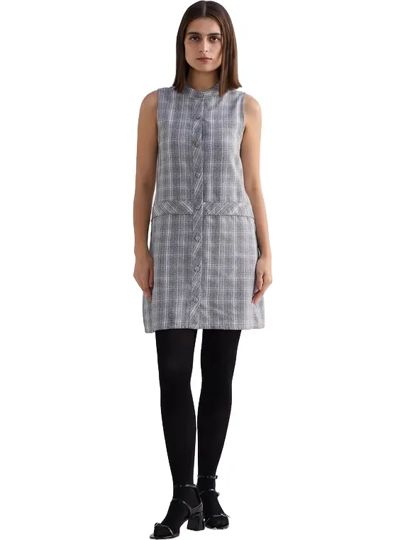 REISTOR Cotton Tweed Shift Dress - Grey