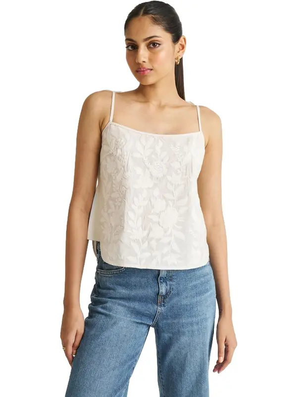 REISTOR Embroidered Camisole Top - White