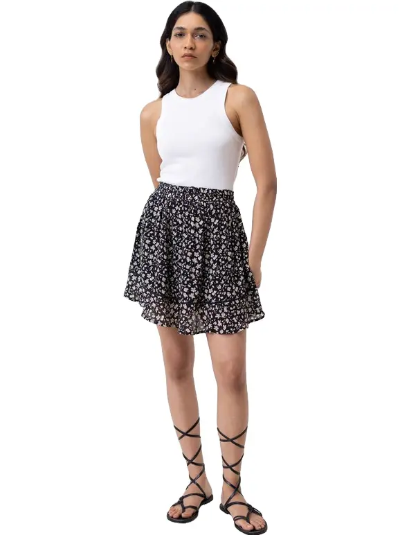 REISTOR Drawstring Mini Skirt - Floral