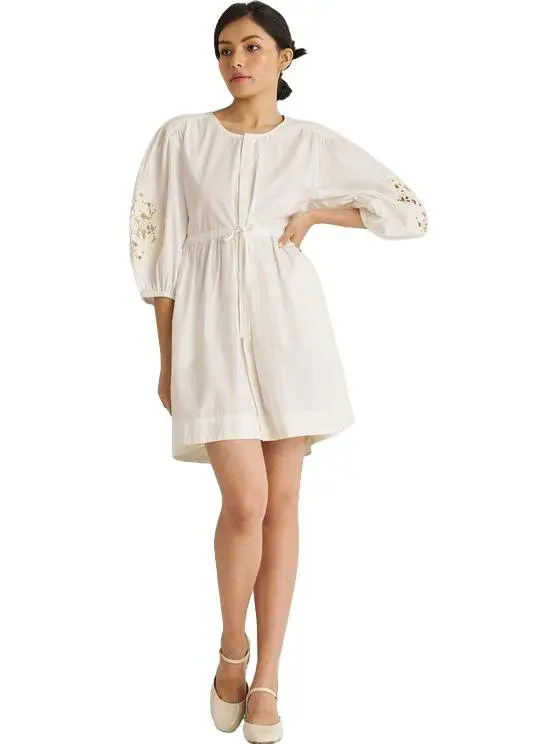 REISTOR Shirt Dress With Balloon Sleeves - White