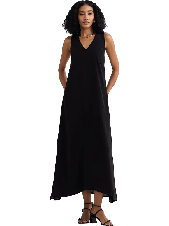 REISTOR Crossed In Chic Sleeveless Maxi Dress - Black