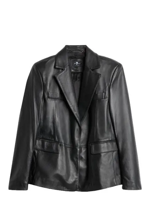 7 For All Mankind Italian Leather Blazer - Black