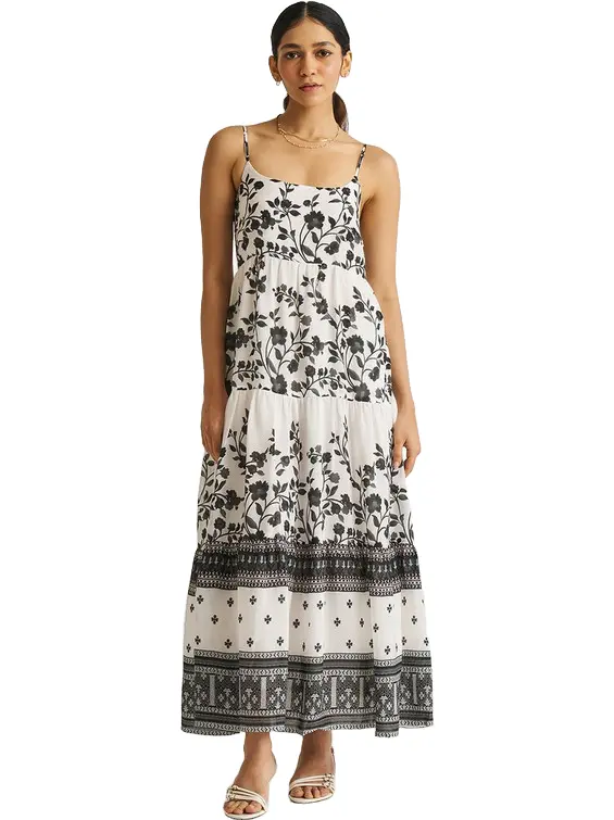 REISTOR Strappy Tiered Maxi Dress In Florals - Floral