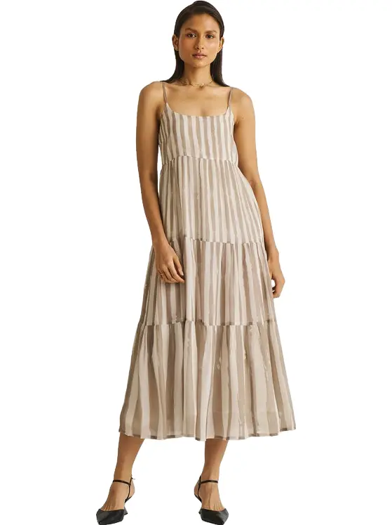 REISTOR Strappy Tiered Maxi Dress - Stripe