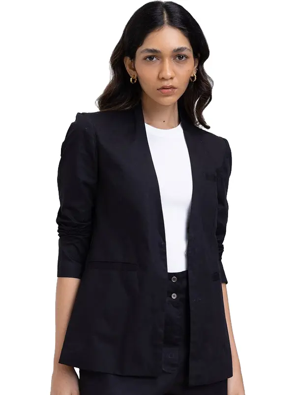 REISTOR Summer Heat Collarless Blazer - Black