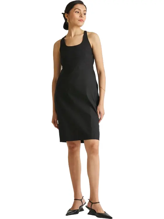 REISTOR Fitted Knee Length Dress - Black