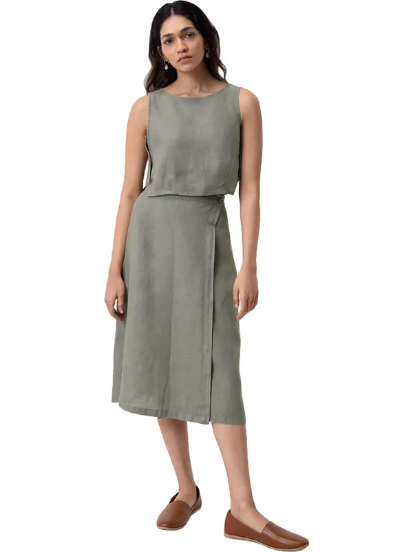 REISTOR Overlap Midi Skirt - Green