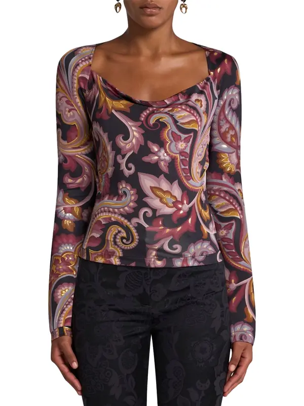 Etro Printed Jersey Top - Pink