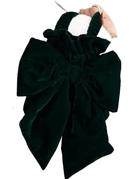 Free People Belle Velvet Bow Bag - Emerald