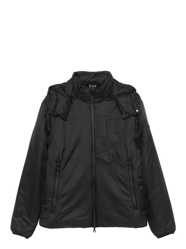 EA7 Logo-embroidered Puffer Jacket - Black