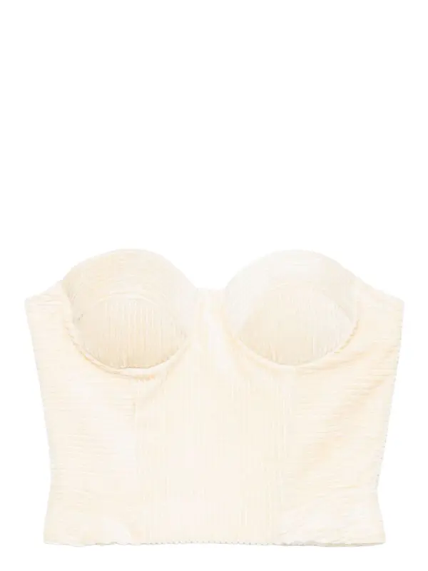 Ermanno Scervino Ribbed Velvet Bustier Top - Neutrals