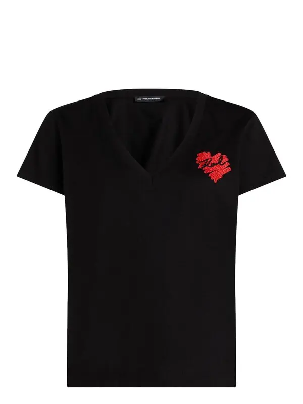 Karl Lagerfeld K/heart Cotton T-shirt - Black