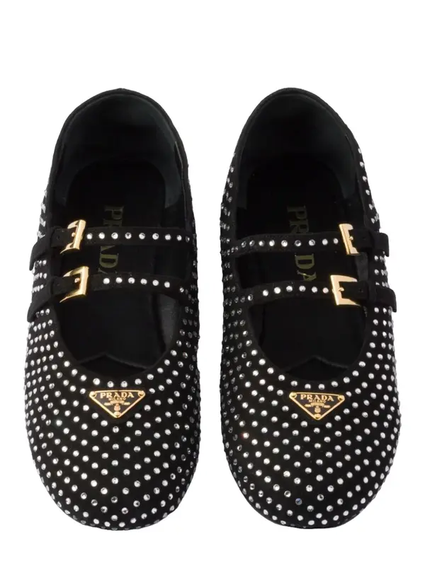 Prada Crystal-embellished Ballerina Shoes - Black