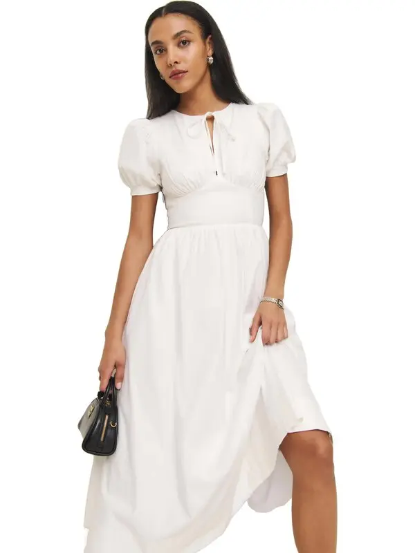 REFORMATION Noor Midi Dress - White
