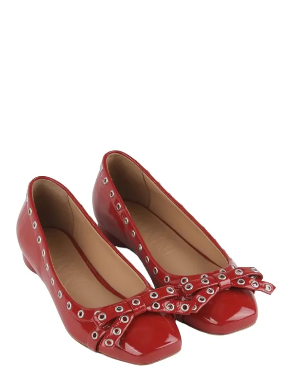 GANNI Eyelet Ballerina Shoes - Red