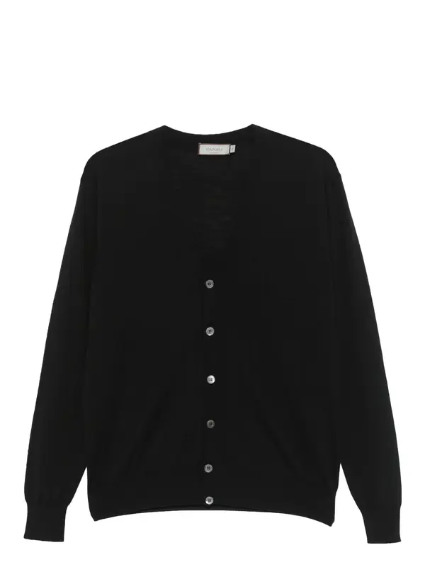 Canali Fine-knit Cardigan - Black