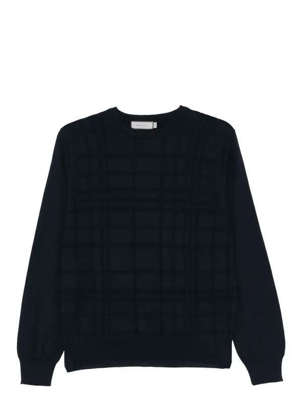 Canali Merino Wool Jacquard Sweater - Blue