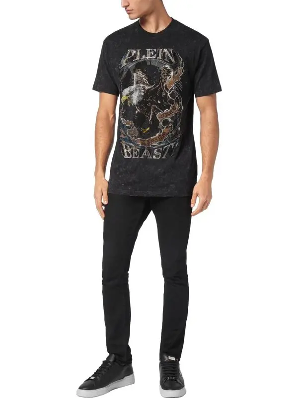 Philipp Plein Rhinestone-embellished Cotton T-shirt - Black