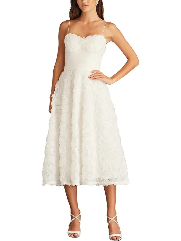 Tadashi Shoji Greer Rosette Applique Midi Dress - Ivory