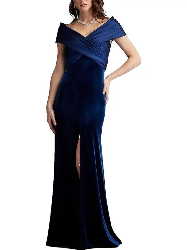 Tadashi Shoji Baxter Portrait Collar Gown - Navy