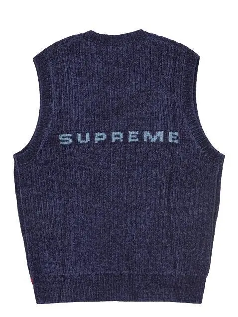 Supreme Chenille Sweater Vest - Navy Blue