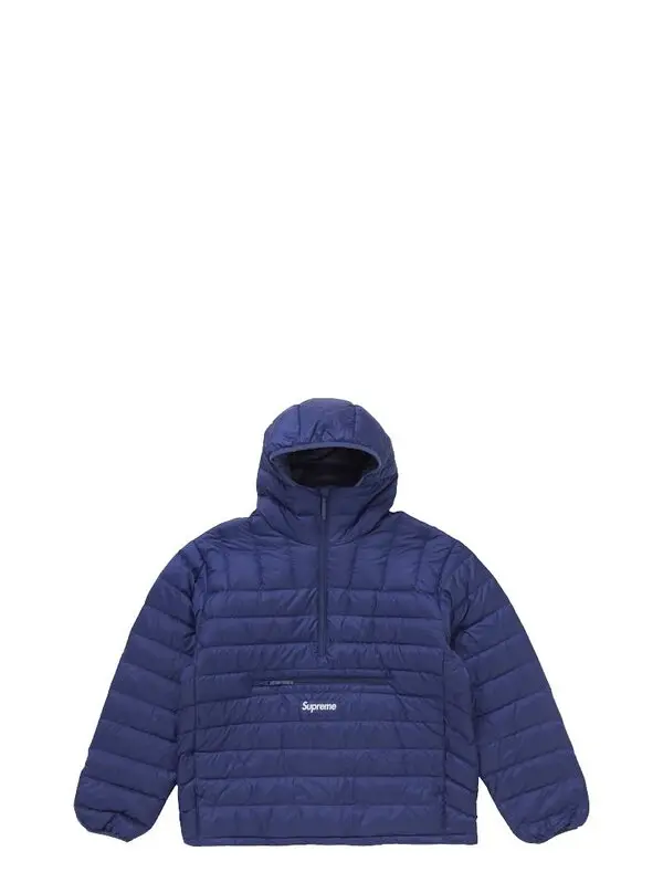 Supreme Micro Down Half Zip Hooded Pullover - Navy Blue
