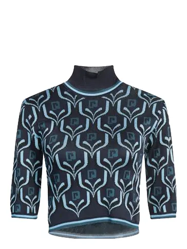 Rabanne Turtleneck Viscose Top - Navy